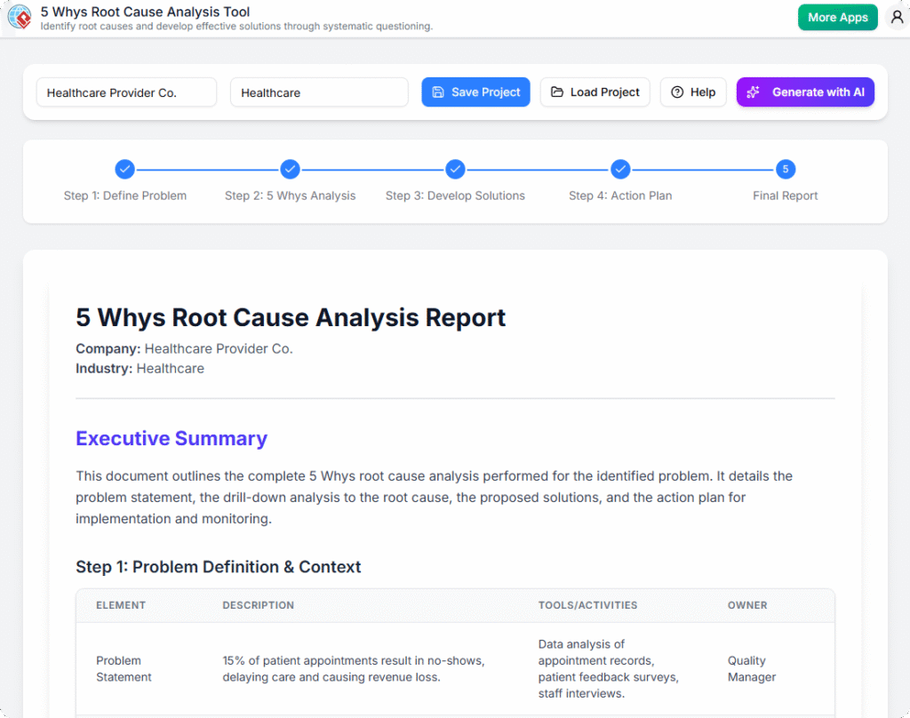 Free AI 5 Whys Tool for Root Cause Analysis - Visual Paradigm Product ...