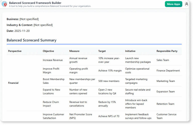 Free AI Balanced Scorecard Tool for Strategic Management - Visual ...