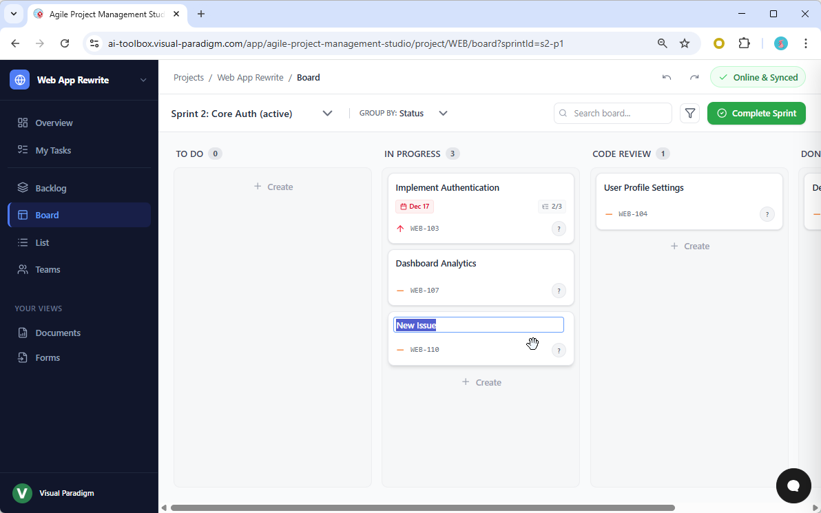 New AI Agile Tool: Agile Project Management Studio | Visual Paradigm