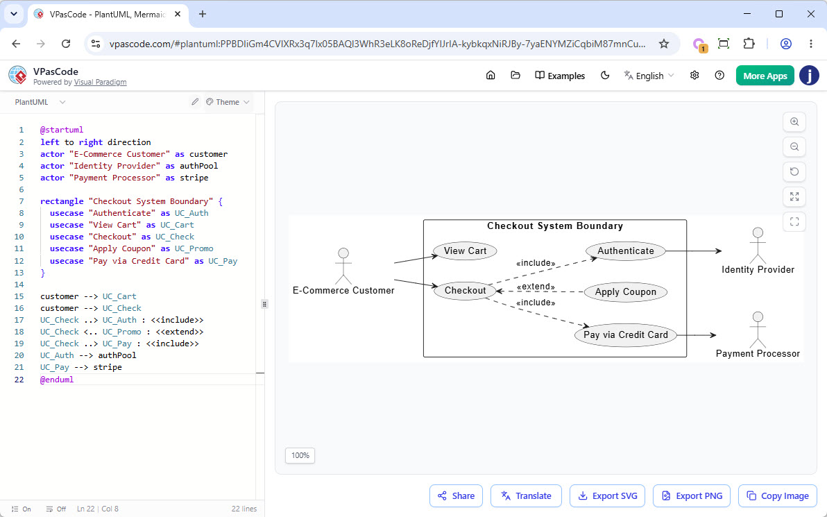 VPasCode: Unified Text-to-Diagram Platform | PlantUML & Mermaid Editor